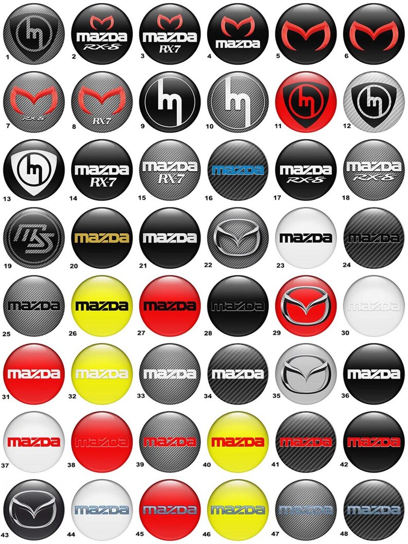 4x SET 3D Printed Mazda Sport Auto Stickers Domed Center Hub Decals ...