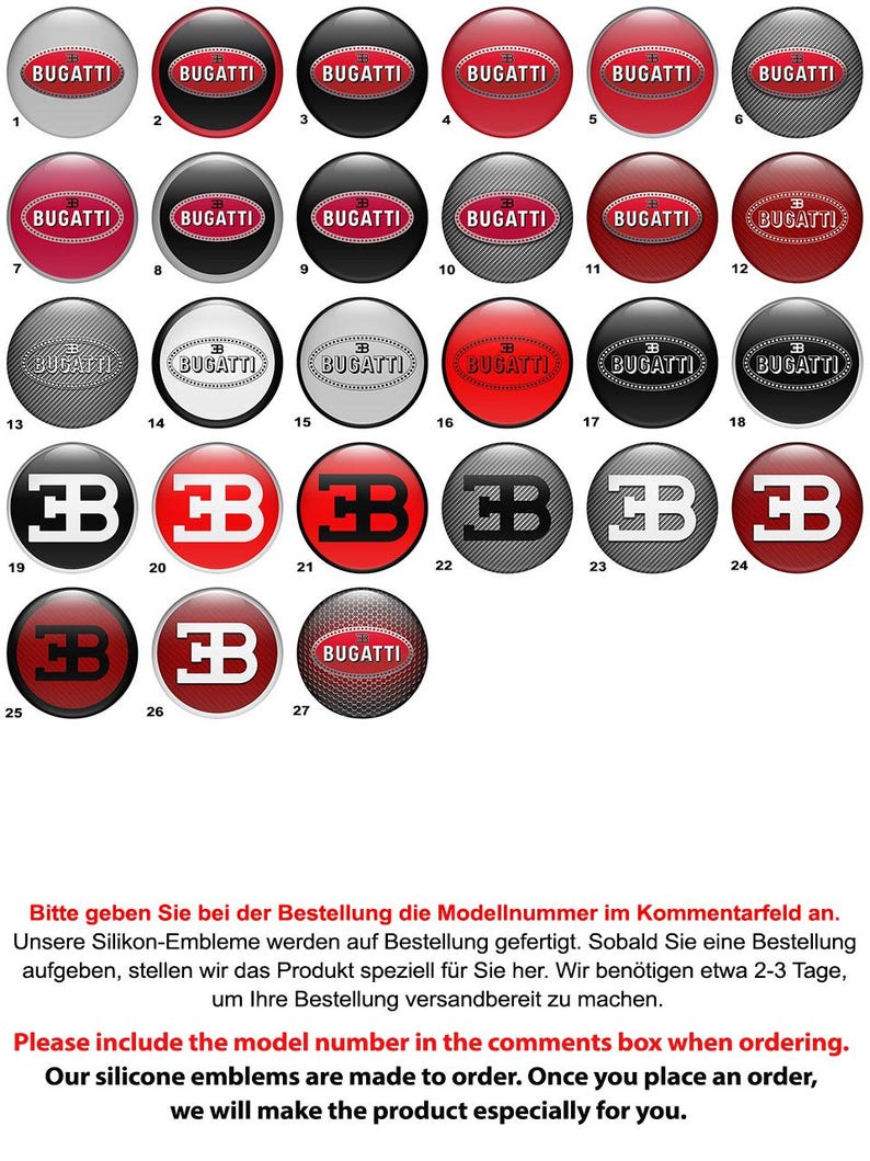 4x SET 3D Printed BUGATTI Center Hub Caps Domed Sticker Sport Auto Car ...