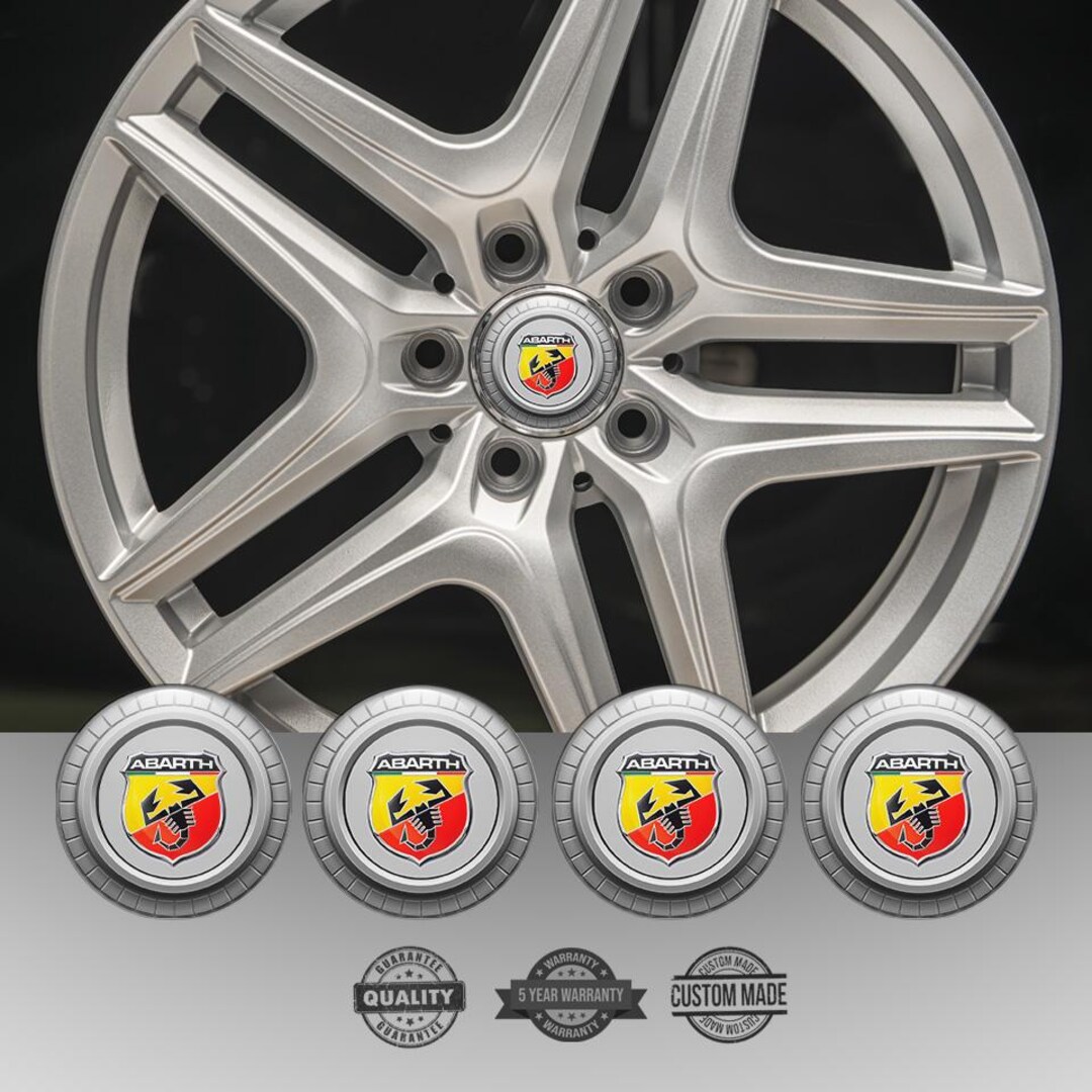 4x SET 3D Printed ABARTH Center Hub Caps Domed Stickers Sport Auto Car ...