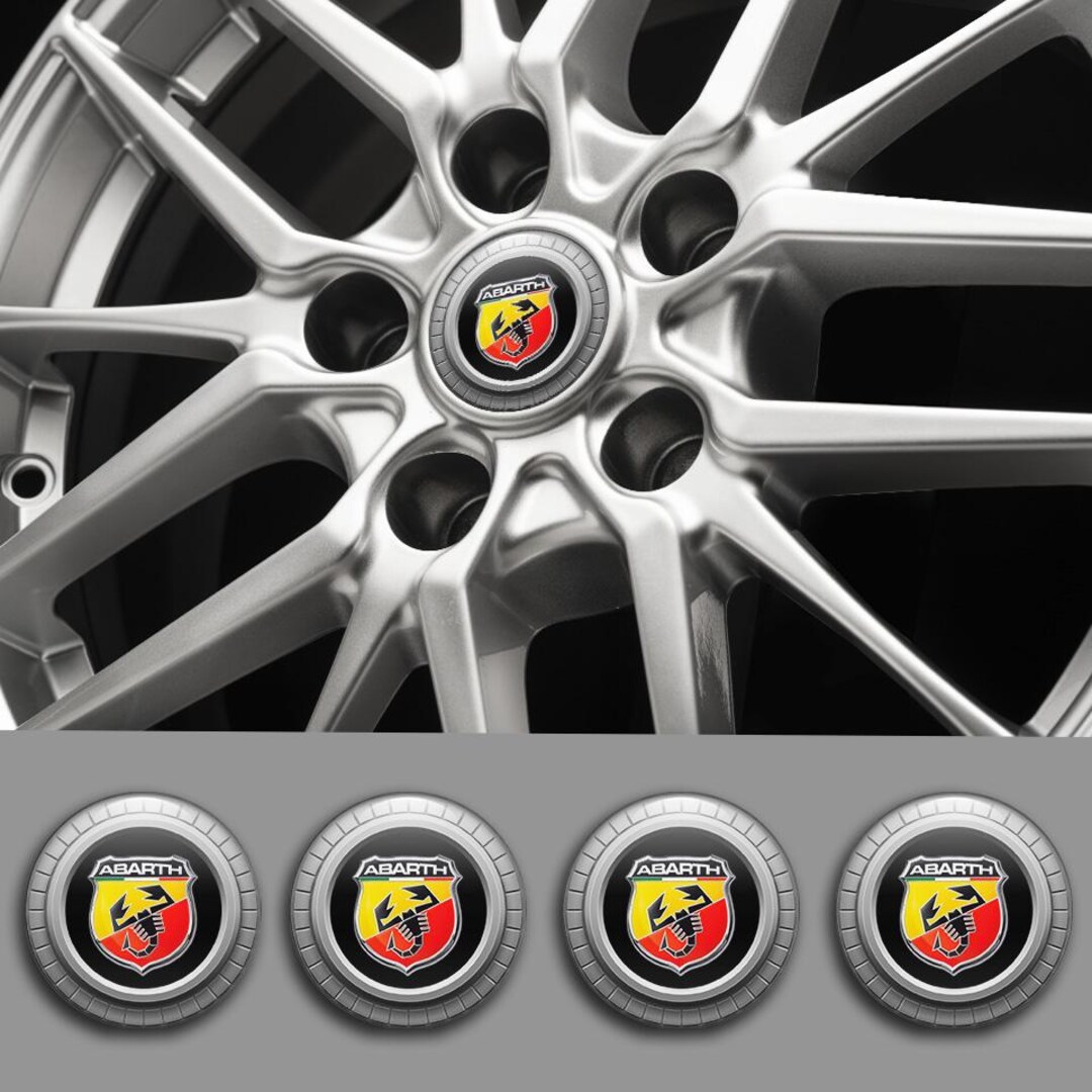 4x SET 3D Printed ABARTH Center Hub Caps Domed Stickers Sport Auto Car ...