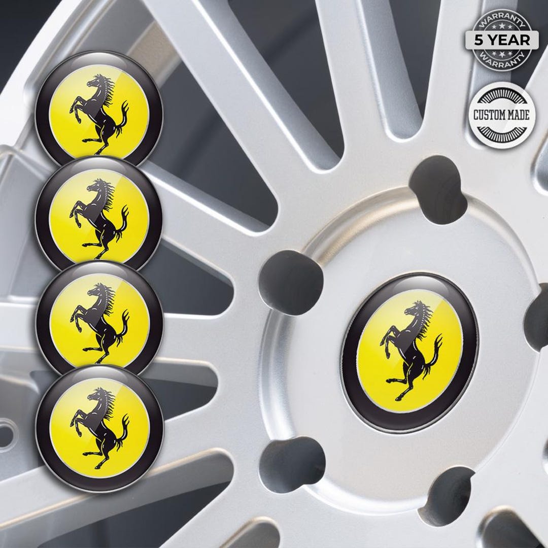 Ferrari Wheel Center Caps: 3D Domed Stickers, Custom Auto Emblems (set ...