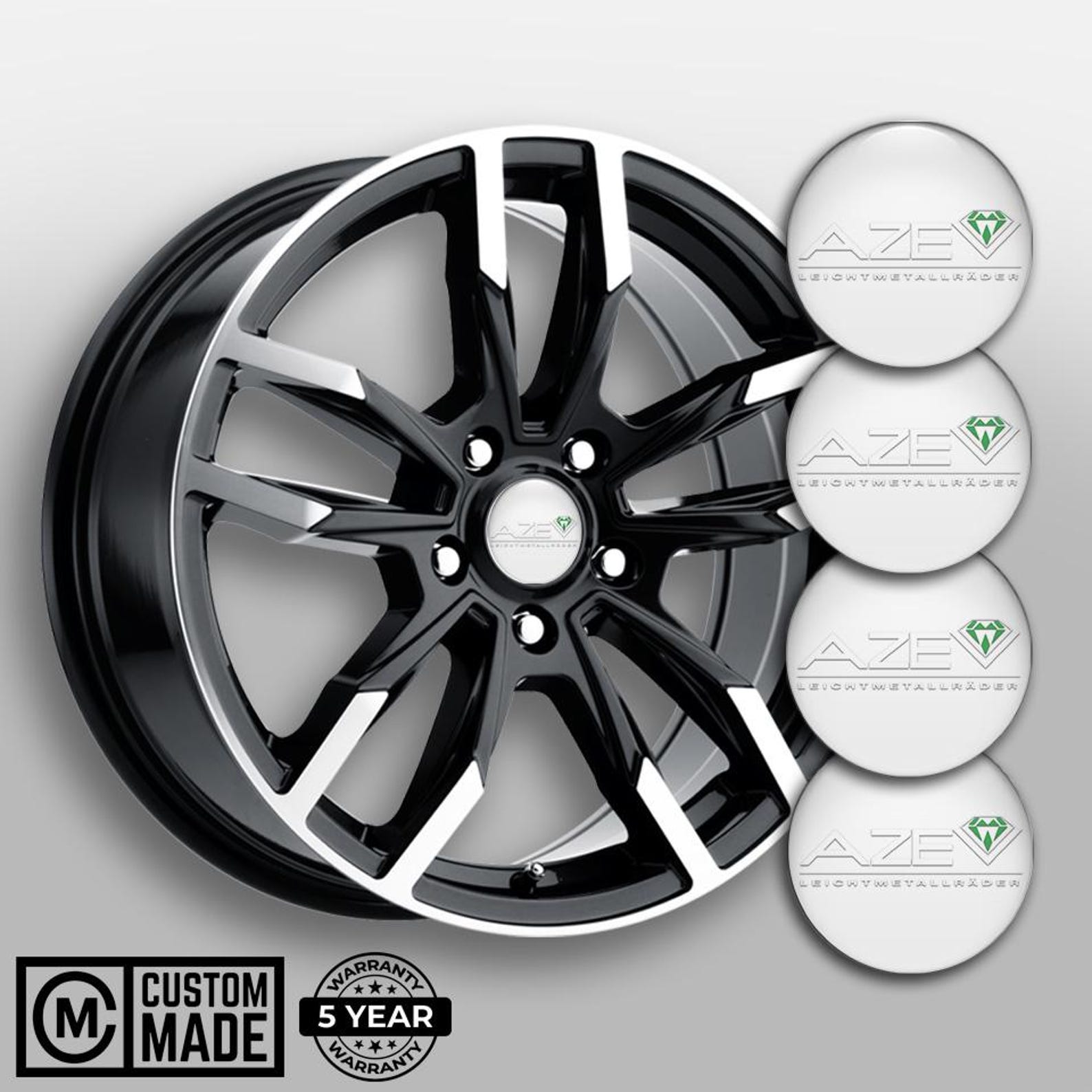 3D Printed AZEV Domed Wheel Center Cap Stickers: Custom Car Logo Decal ...