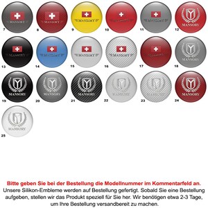 4x SET 3D Printed MANSORY Center Hub Caps Domed Adhesive Stickers Sport ...