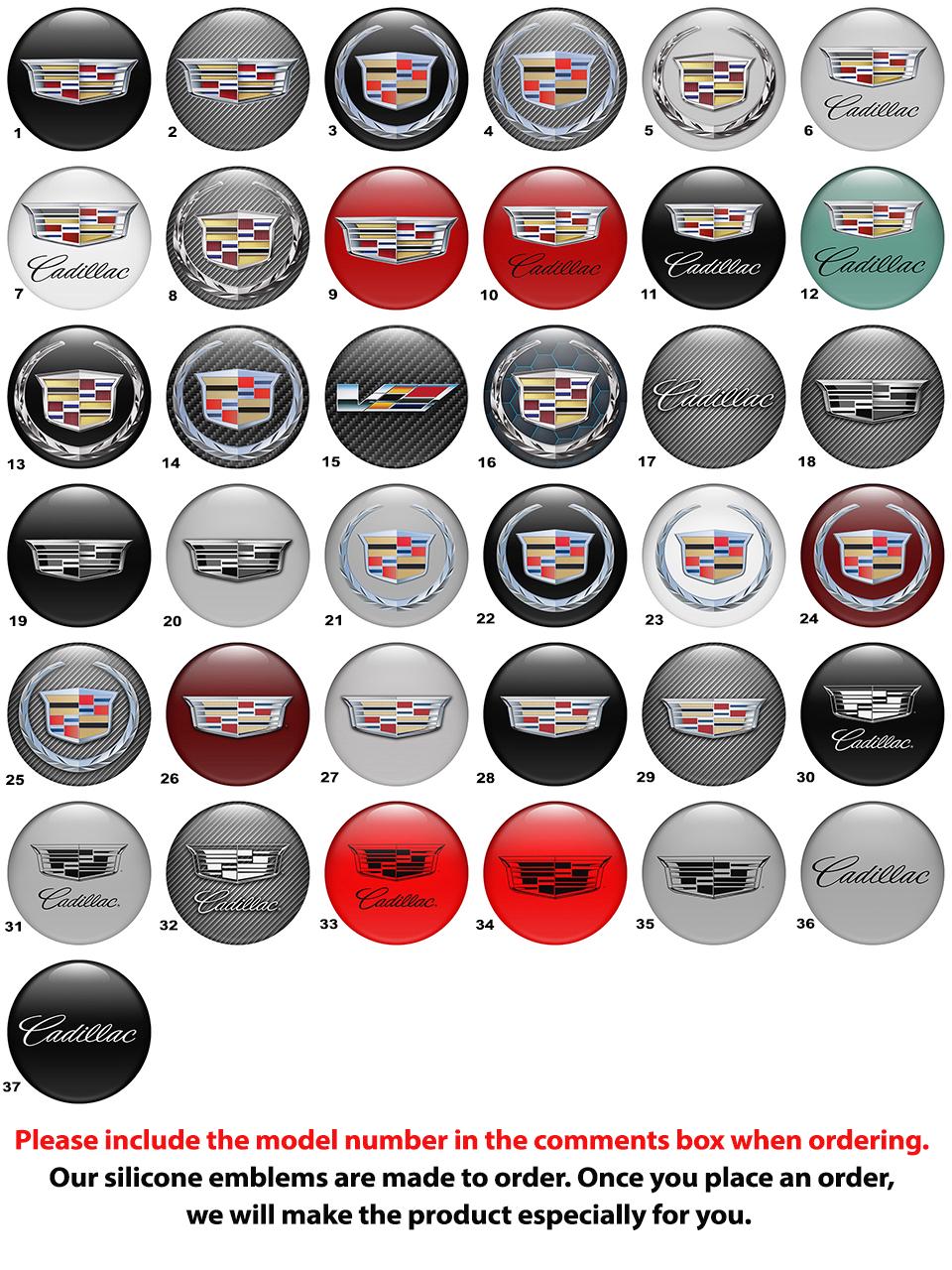 SET of 4 CADILLAC 3D Printed Domed Center Hub Rim Wheel Stickers Cover ...