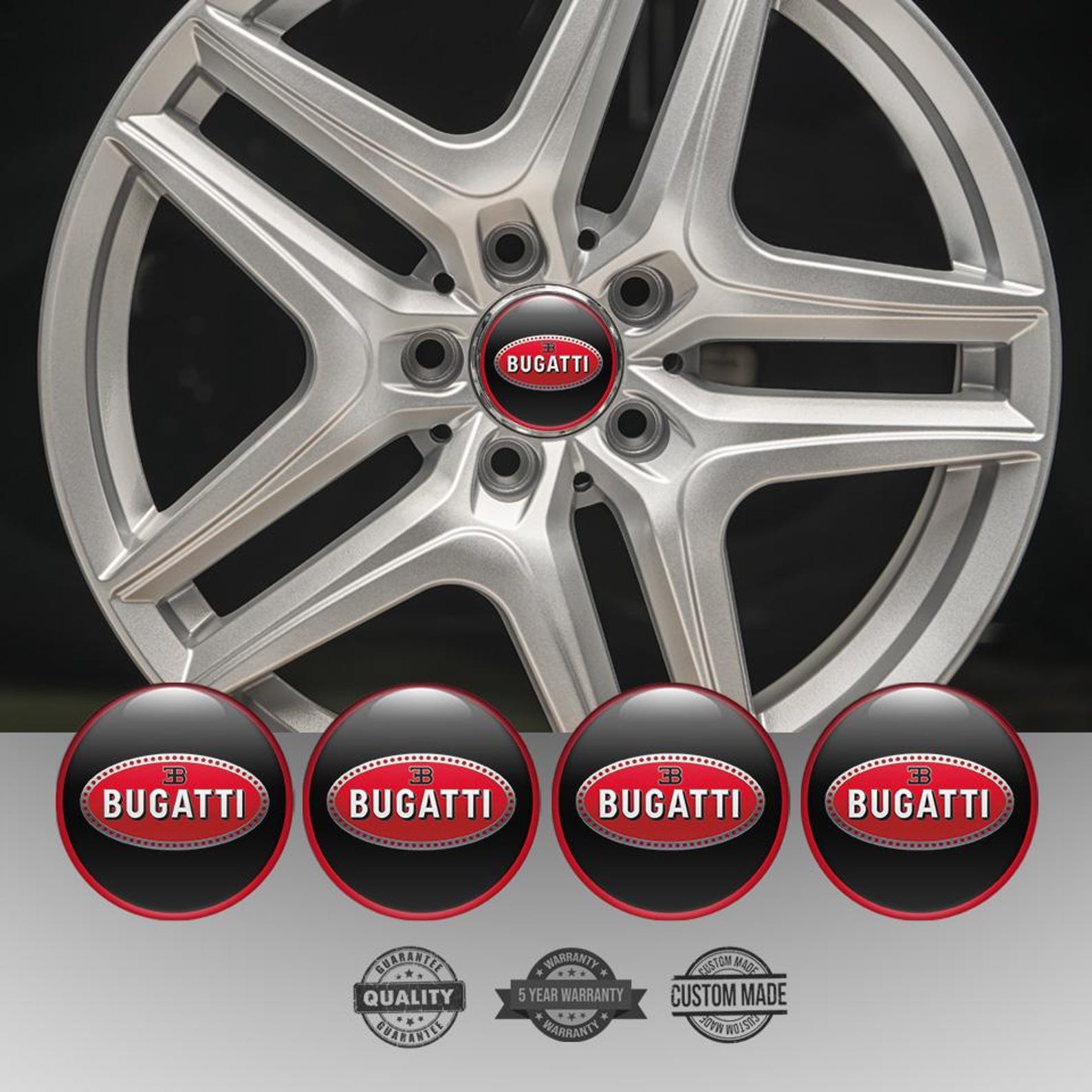 Bugatti Wheel Center Cap Stickers: 3D Domed Auto Emblem Set - Etsy