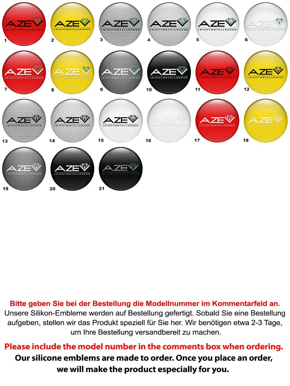 3D Printed AZEV Domed Wheel Center Cap Stickers: Custom Car Logo Decal ...