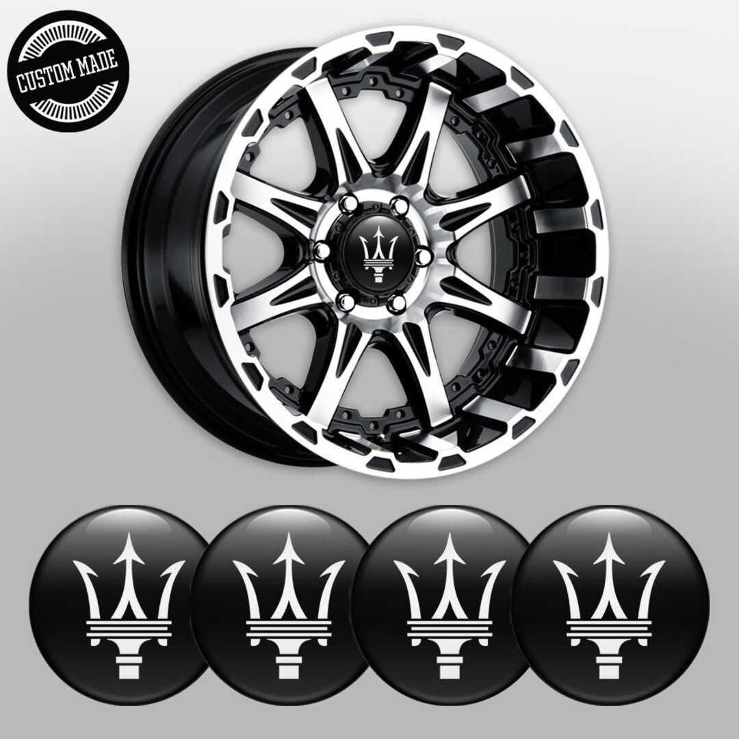 4x SET 3D Printed MASERATI Center Hub Caps Domed Stickers Sport Auto ...
