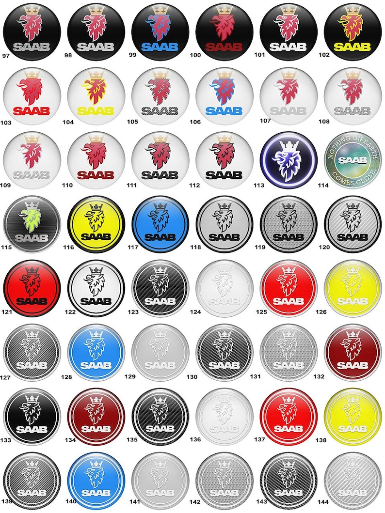 4x SET 3D Printed SAAB Center Hub Caps Domed Sticker Sport Auto Car ...