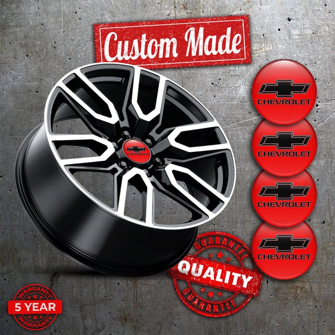 4x 3D Printed Chevrolet Wheel Center Cap Stickers: Custom Domed Decals ...