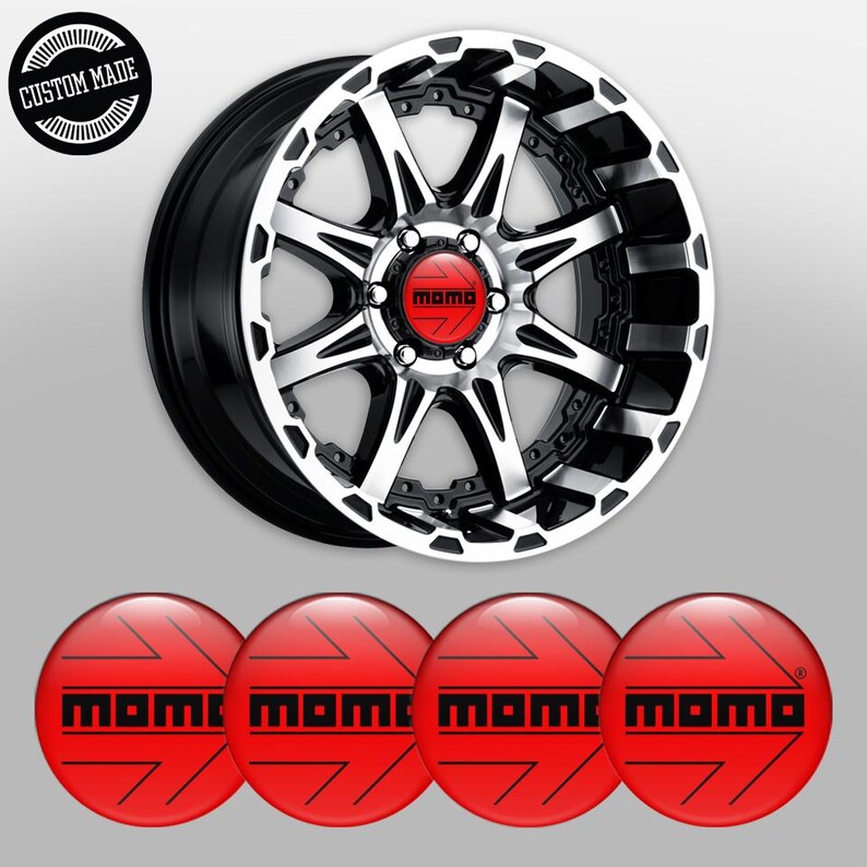 4x SET 3D Printed MOMO Center Hub Caps Domed Adhesive Sticker Sport ...