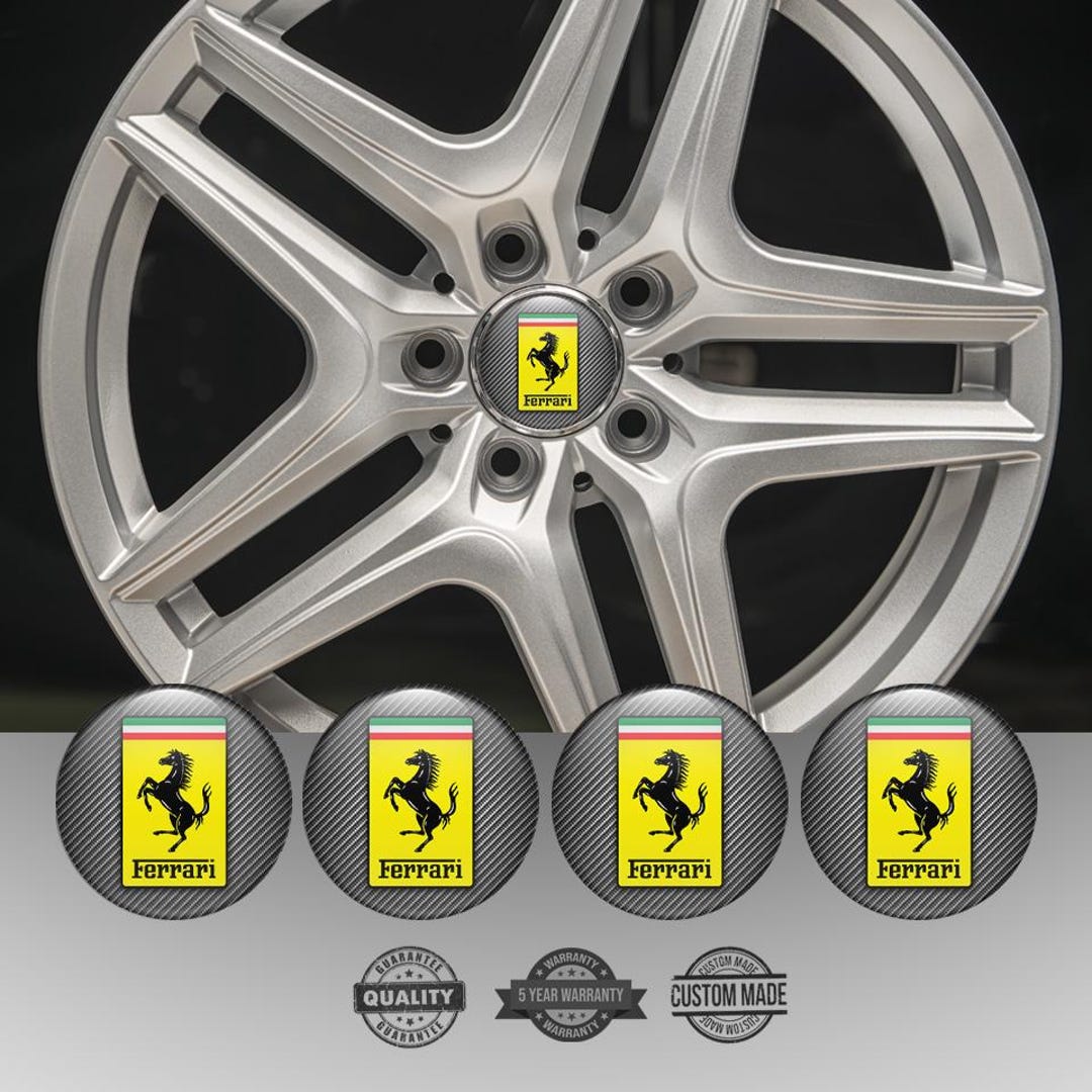 4x SET 3D Printed FERRARI Center Hub Caps Domed Stickers Sport Auto Car ...