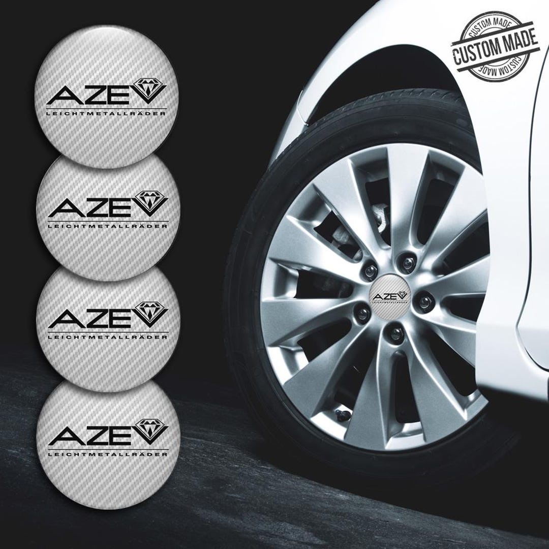 4x SET 3D Printed AZEV Custom Domed Center Hub Cap Self-adhesive ...