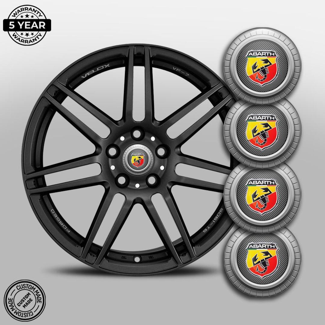4x SET 3D Printed ABARTH Center Hub Caps Domed Stickers Sport Auto Car ...