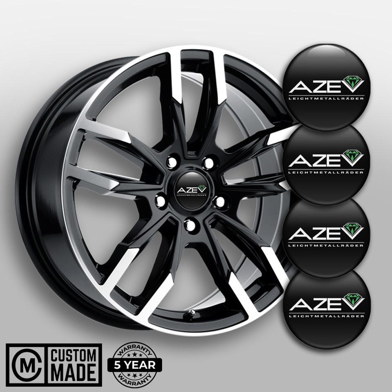4x AZEV Custom Domed Center Hub Cap Sticker: 3D Printed Wheel Decal - Etsy