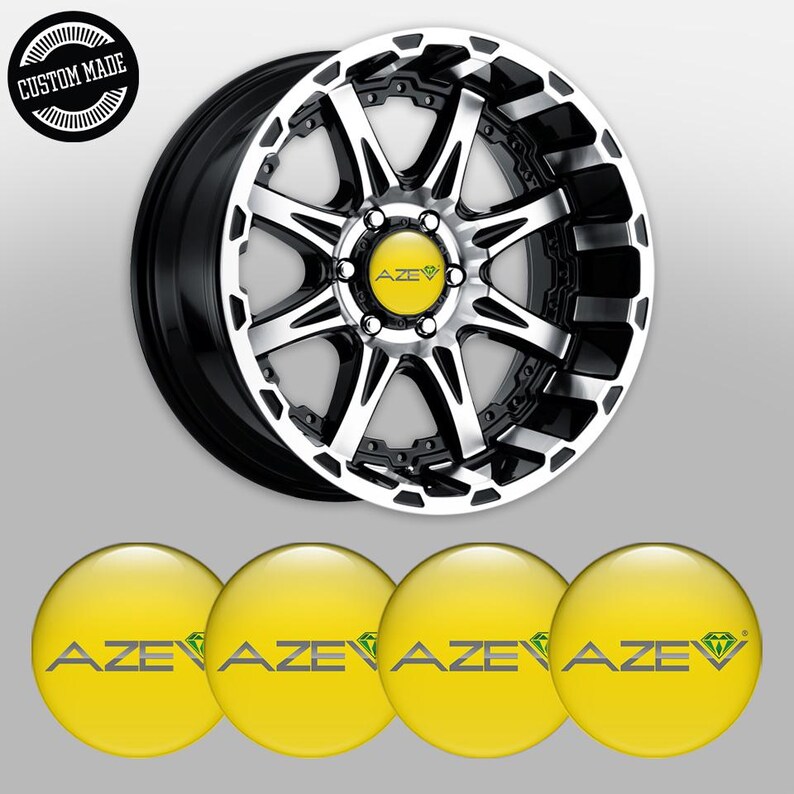 4x SET 3D Printed AZEV Custom Domed Center Hub Cap Self-adhesive ...