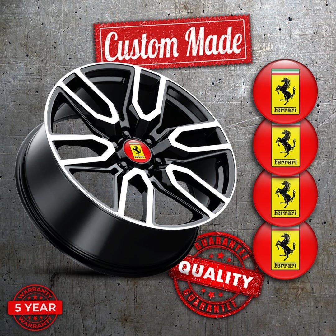 4x SET 3D Printed FERRARI Center Hub Caps Domed Stickers Sport Auto Car ...