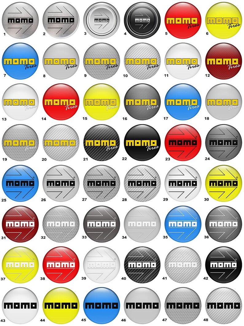 4x SET 3D Printed MOMO Center Hub Caps Domed Adhesive Sticker Sport ...