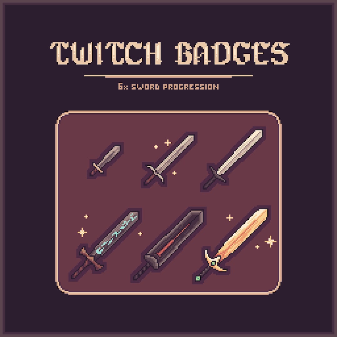 Twitch Sub Badges | Fantasy Pixel Sword Progression Set – 6 Tier Sub ...