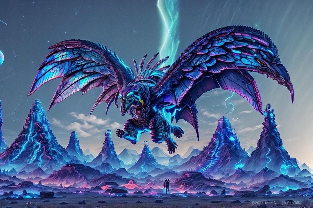 Kukulkan Lunacircuit Cyberpunk Mayan Dragon Cyberart 8K - Etsy