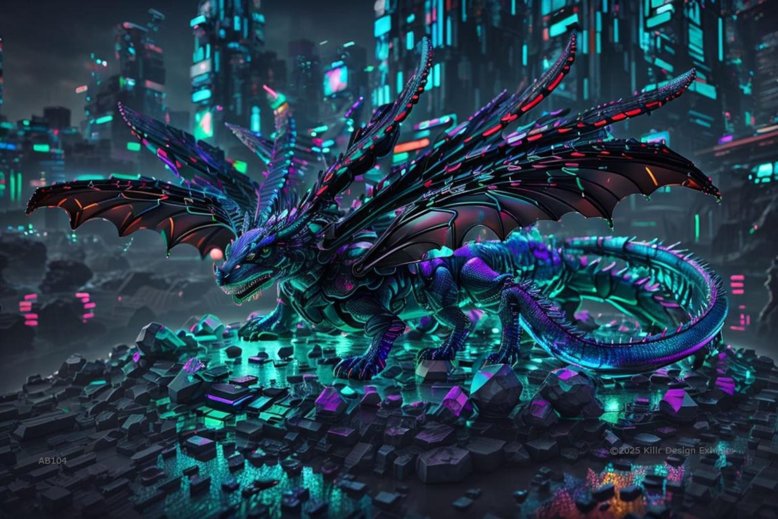 Draíocht Wyrm Cyberpunk Irish Mythology Dragon Art 8K - Etsy