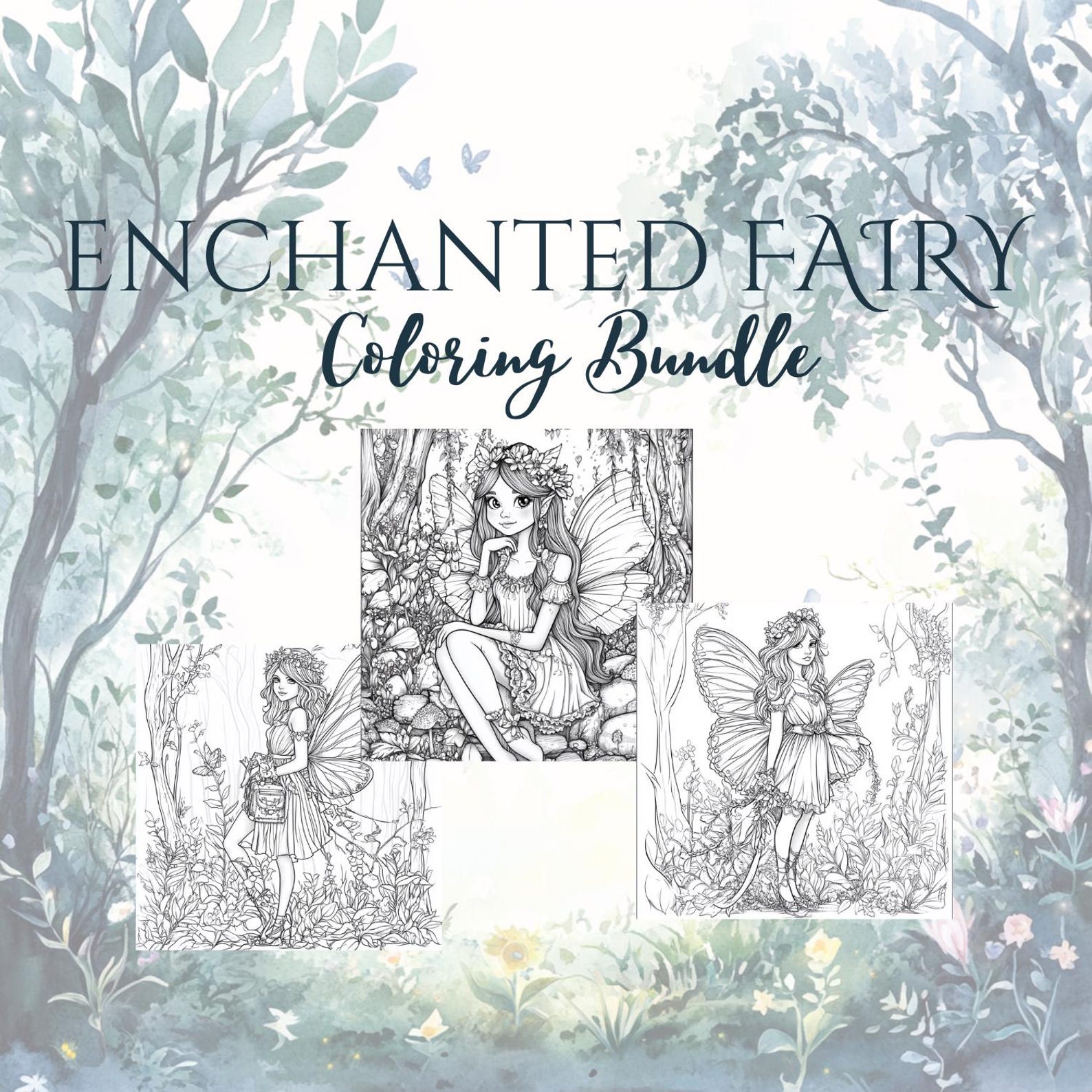 40 Enchanted Fairy Coloring Pages - Adult Coloring Book, Fantasy ...
