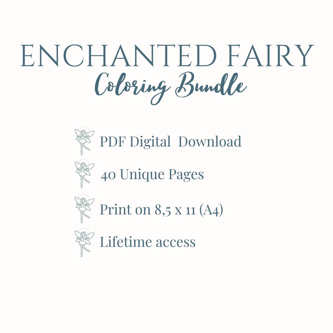 40 Enchanted Fairy Coloring Pages - Adult Coloring Book, Fantasy ...