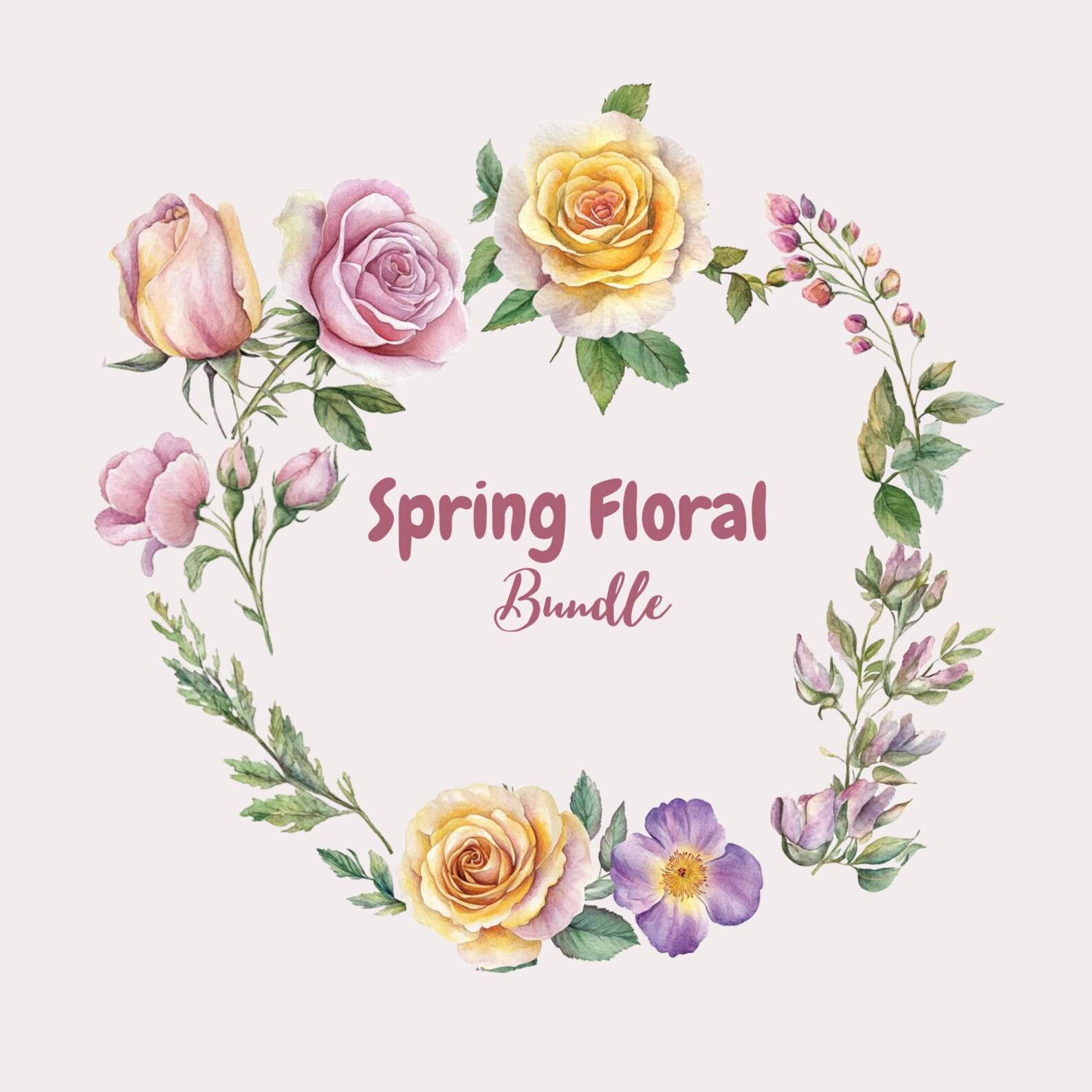 58 Spring Floral SVG Clipart Bundle, Watercolor Wedding, Floral PNG ...