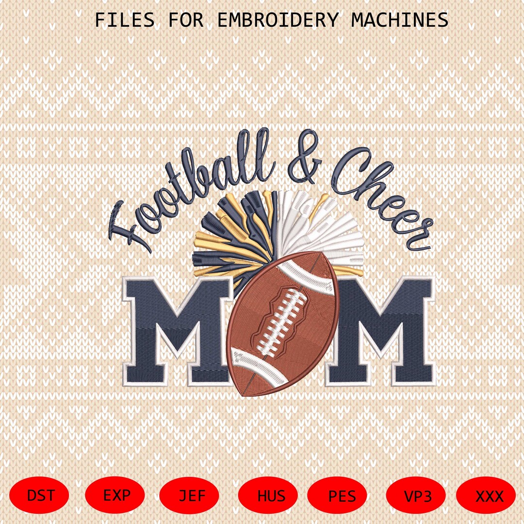 Football and Cheer Mom Embroidery Design, Sports Mama Shirt Stitch ...