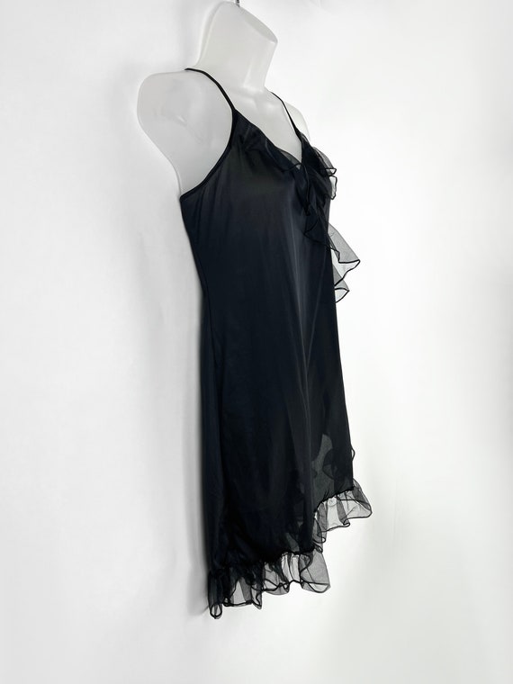 80s vintage sheer black ruffle negligee Medium Linger… - Gem