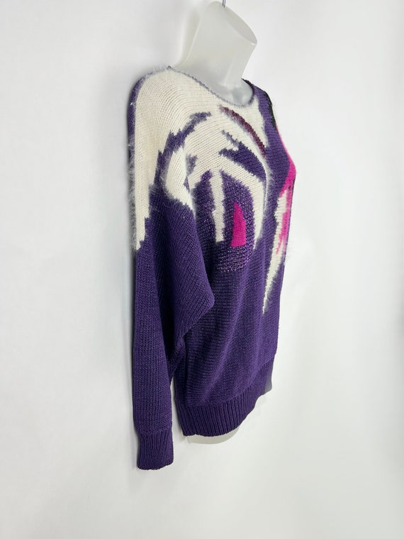 80s vintage purple and pink Angora accent dolman slee… - Gem