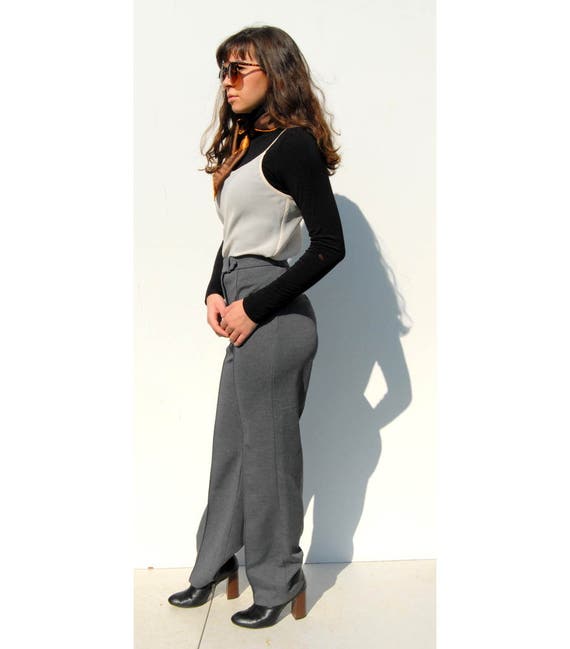 70s gray flared dress trousers, 70s Flares, 24 Inch W… - Gem