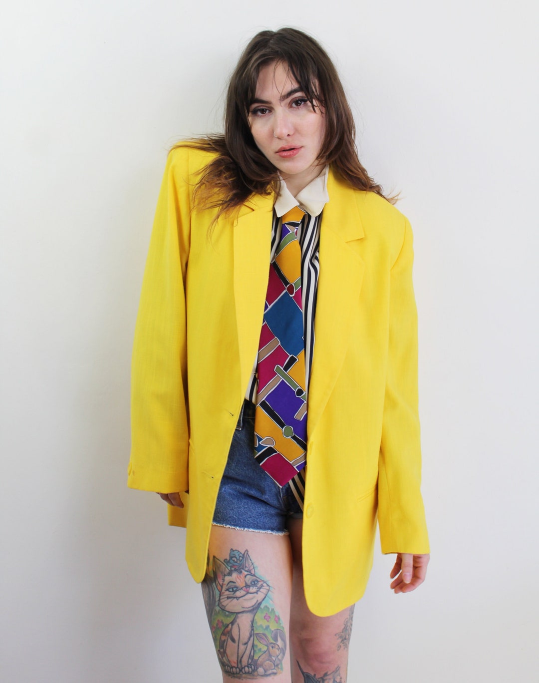 90s Vintage Citron Yellow Summer Blazer Medium Emily Cooper Emily in ...