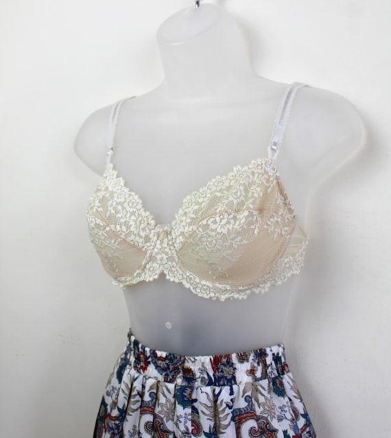 80s ivory lace WACOAL bra 32D, Petite Bra, Petite Lin… - Gem