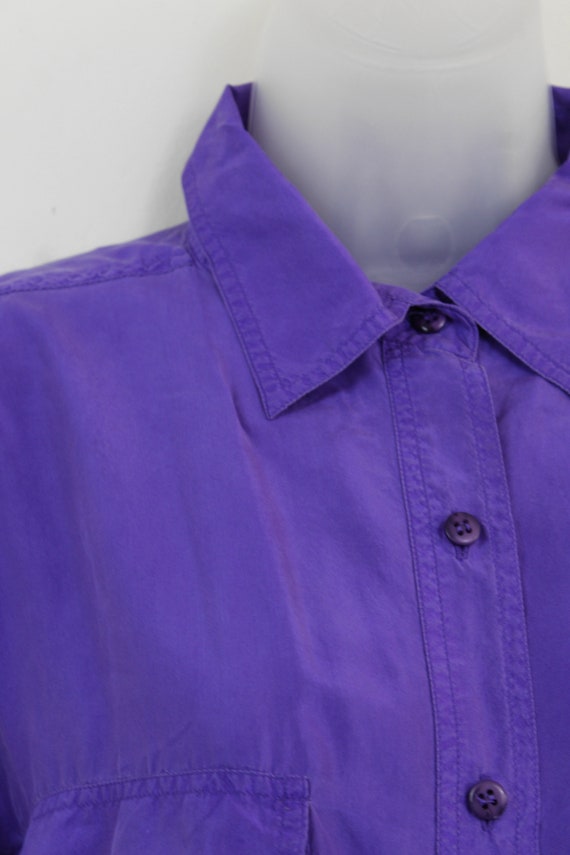 90s vintage violet purple silk long sleeve blouse, Me… - Gem