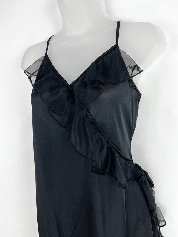 80s vintage sheer black ruffle negligee Medium Linger… - Gem