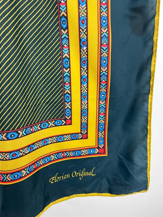 80s vintage dark green and mustard border print Nuovo… - Gem
