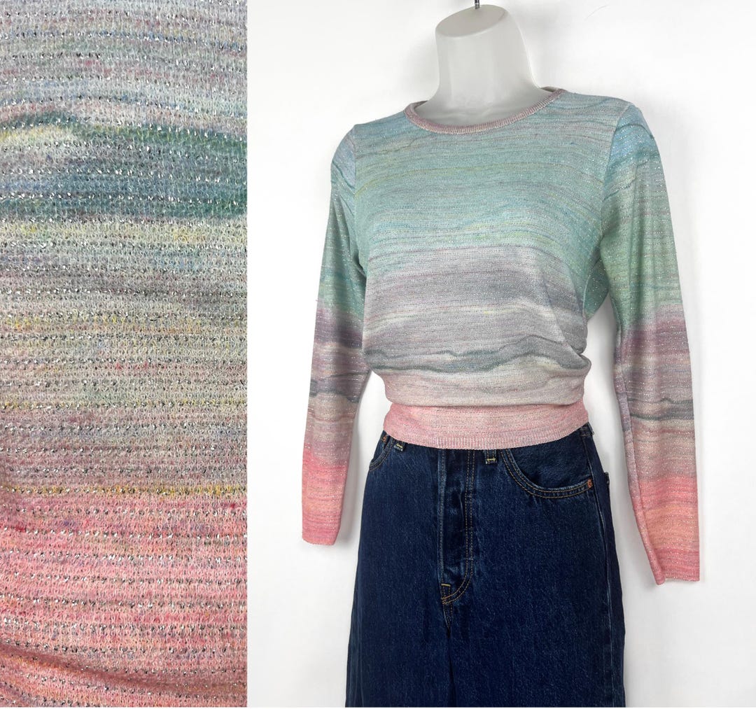90s Vintage Watercolor Pastel Lurex Crewneck Pullover XS Small Medium ...