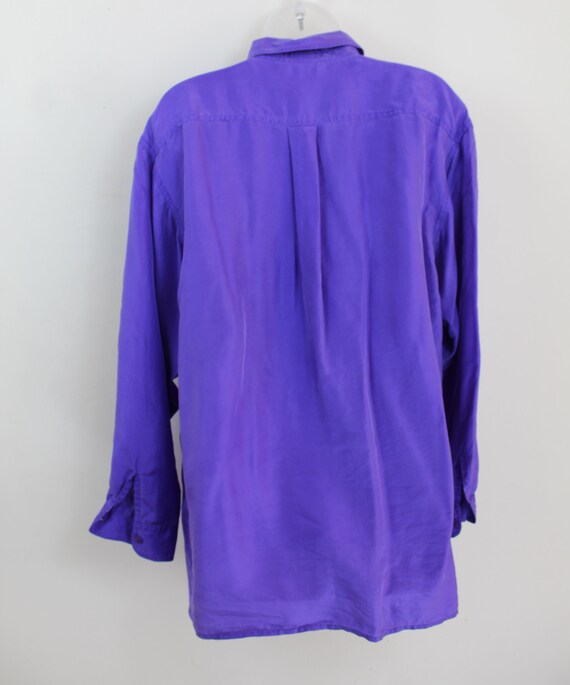 90s vintage violet purple silk long sleeve blouse, Me… - Gem