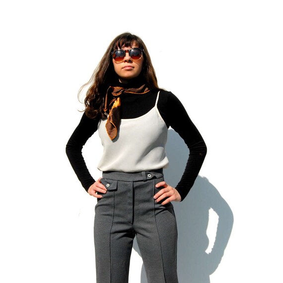 70s gray flared dress trousers, 70s Flares, 24 Inch W… - Gem