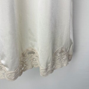 80s Vintage Cream Midi Length Slip With Beige Lace Bust and Trim Nylon ...