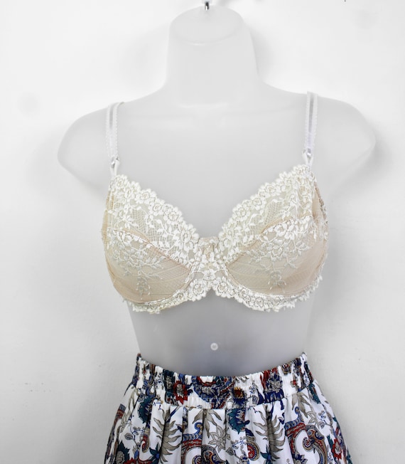 80s ivory lace WACOAL bra 32D, Petite Bra, Petite Lin… - Gem