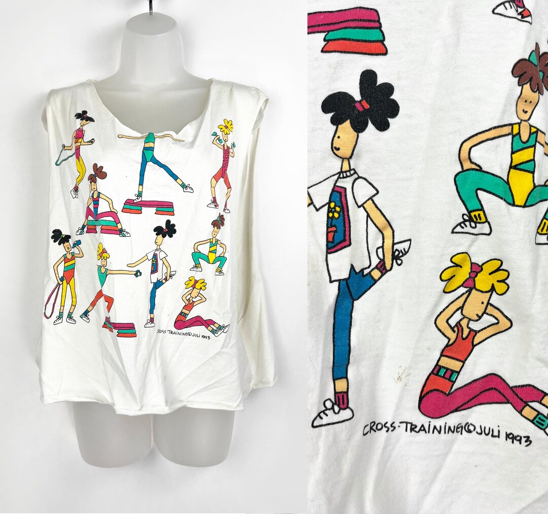 90s Vintage Cute Novelty Print Workout Tank Top L.A. Sportswear Cross ...