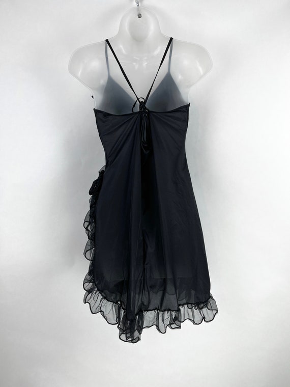 80s vintage sheer black ruffle negligee Medium Linger… - Gem
