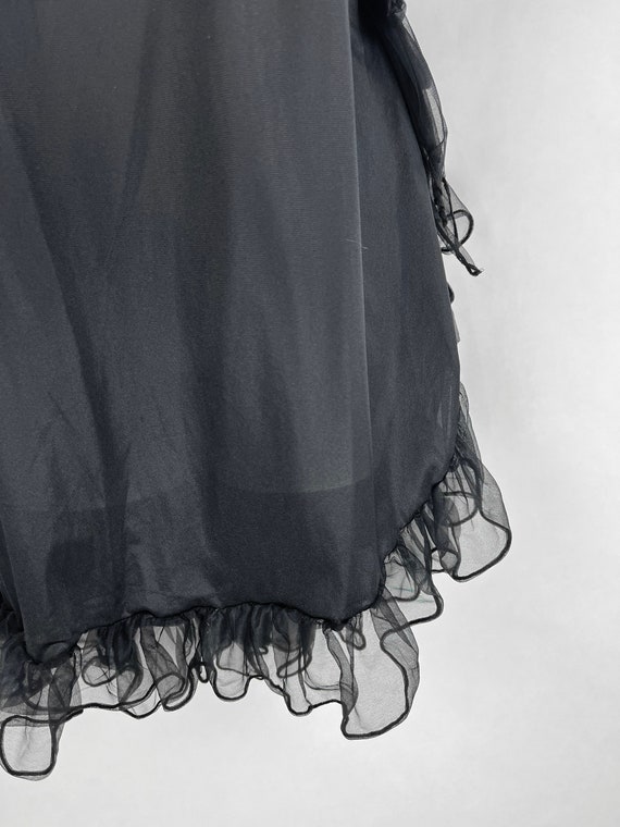 80s vintage sheer black ruffle negligee Medium Linger… - Gem
