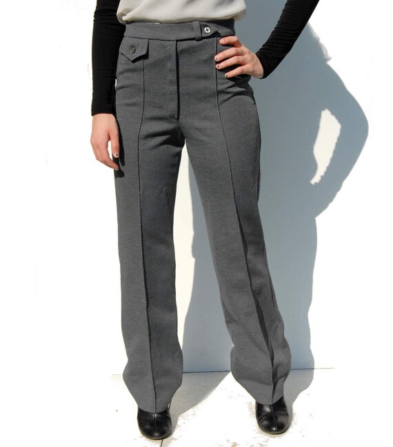 70s gray flared dress trousers, 70s Flares, 24 Inch W… - Gem