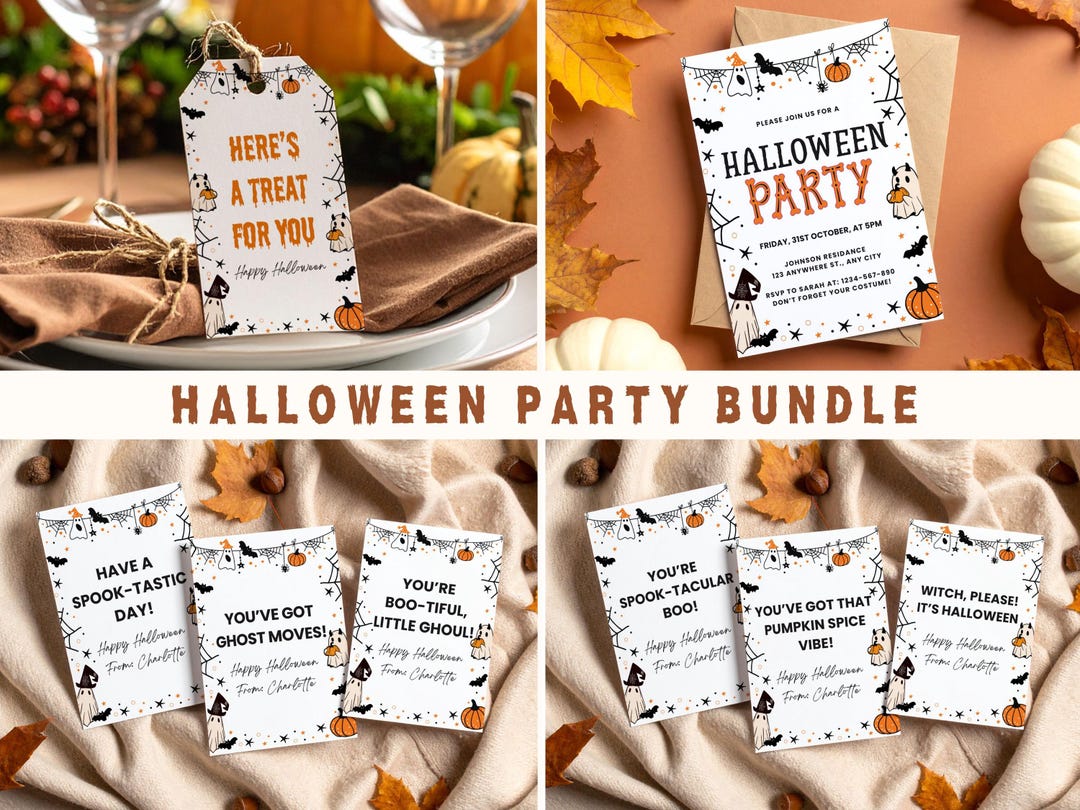 Spooktacular Halloween Birthday Party Bundle – Editable Canva Templates ...