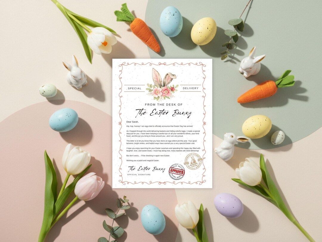 Editable Easter Bunny Letter, Personalized Printable (instant Download ...