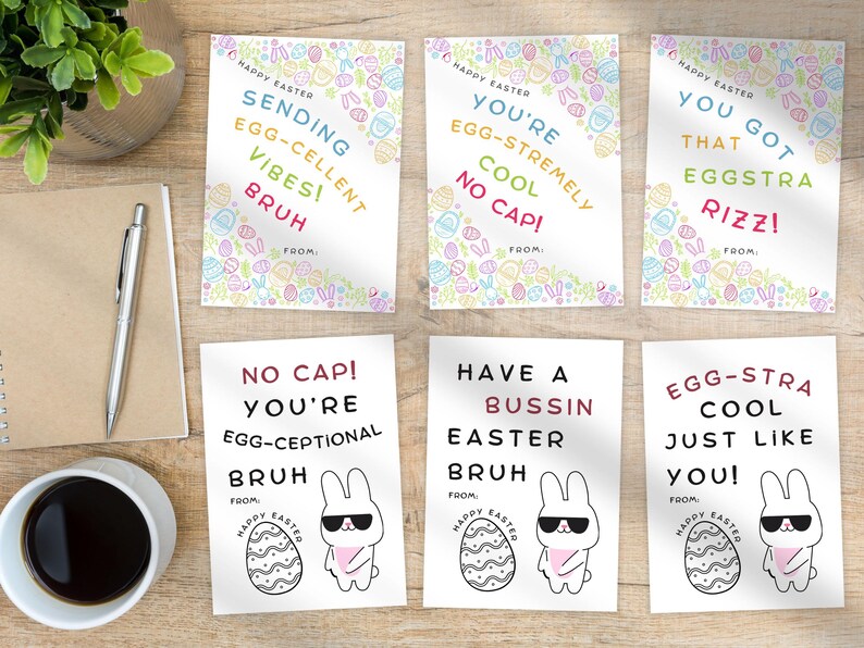 Funny Easter Cards, Gen Z Slang, Printable Gift Tags (digital Download ...