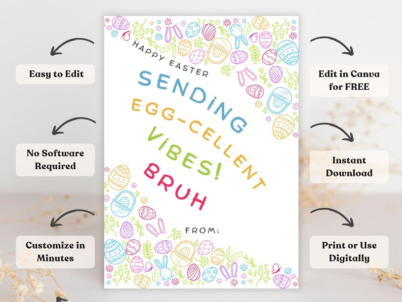 Funny Easter Cards, Gen Z Slang, Printable Gift Tags (digital Download ...