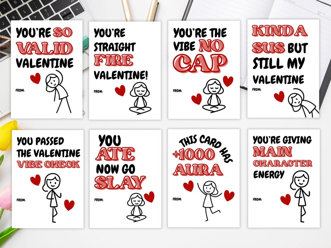 Funny Slang Valentines: Gen Z Printable Cards (PDF) - Etsy